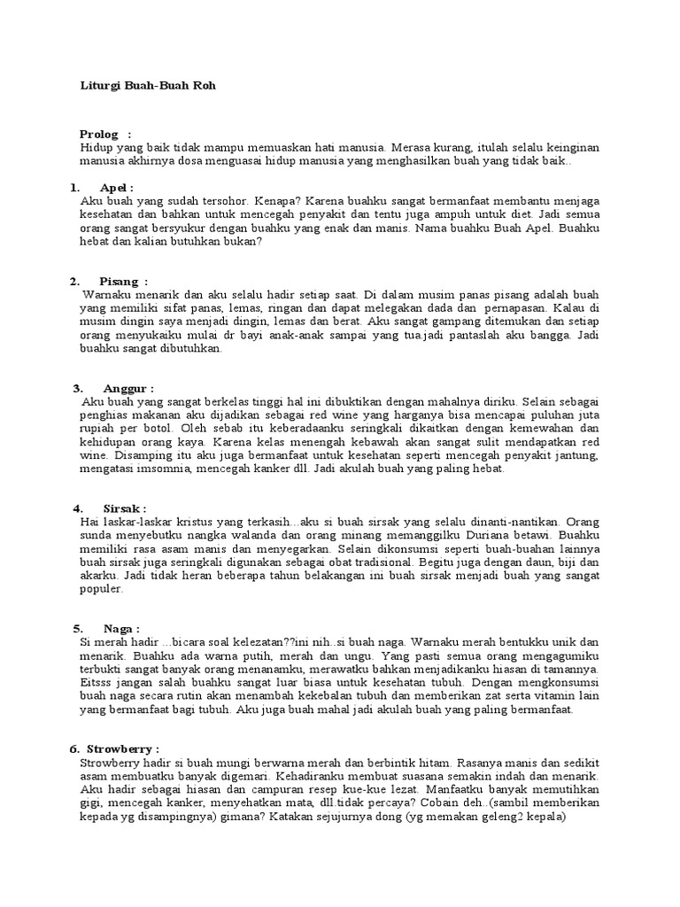 Liturgi Buah-Buah Roh dalam Iman | PDF | Kesehatan Holistik