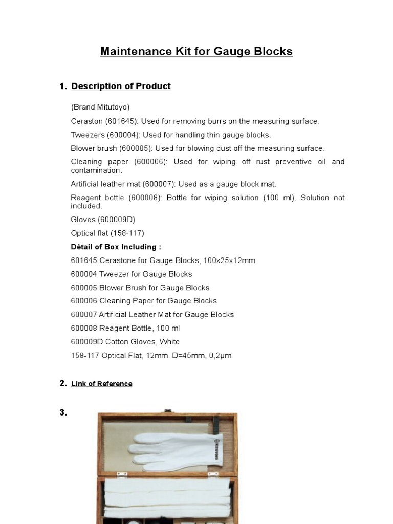 Maintenance Kit For Gauge Blocks | PDF