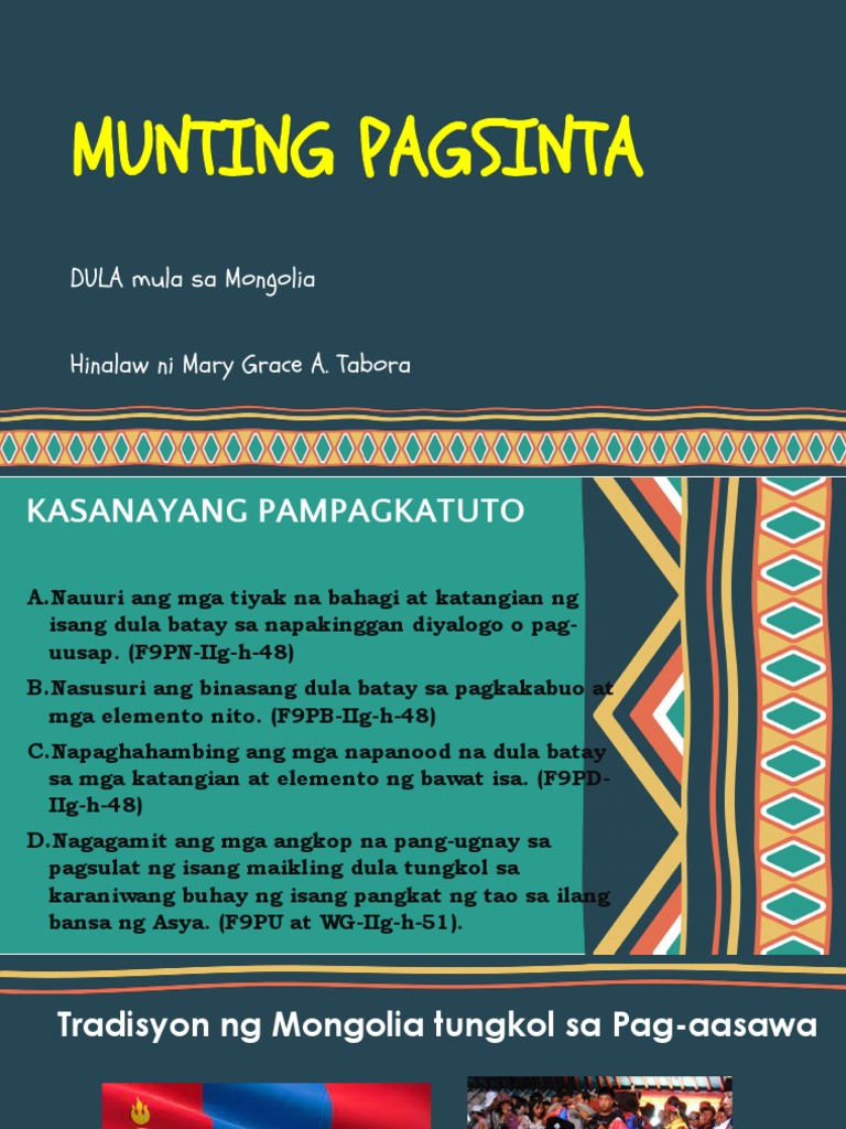 Aralin 2.6 Munting Pagsinta GR 9 | PDF