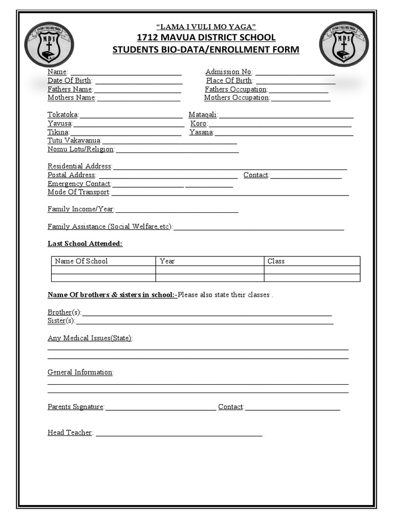 students enrollment form-2023 | PDF