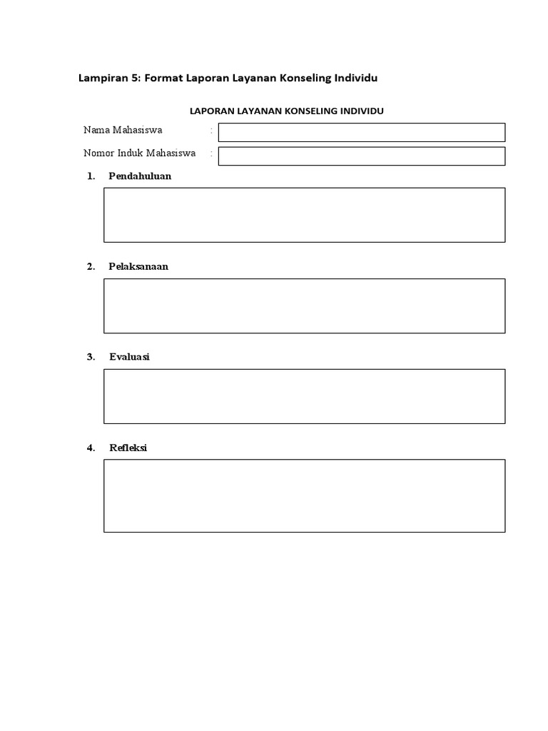 Lampiran 5 - Format Laporan Layanan Konseling Individu | PDF