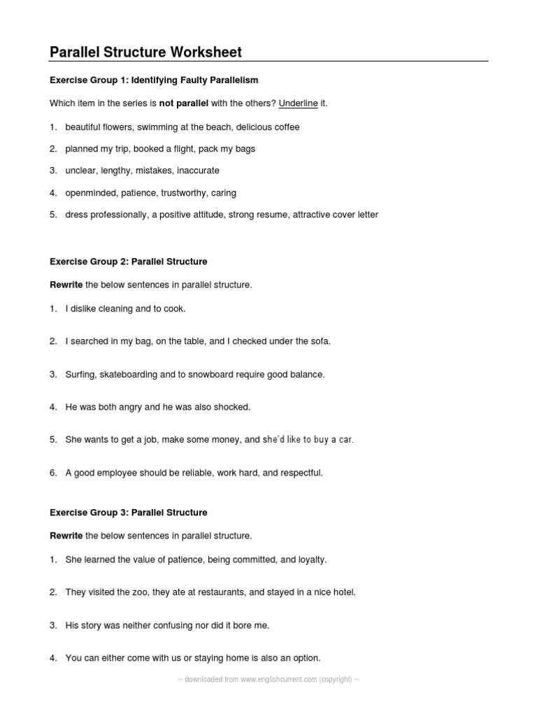 parallel-structure-worksheet | PDF