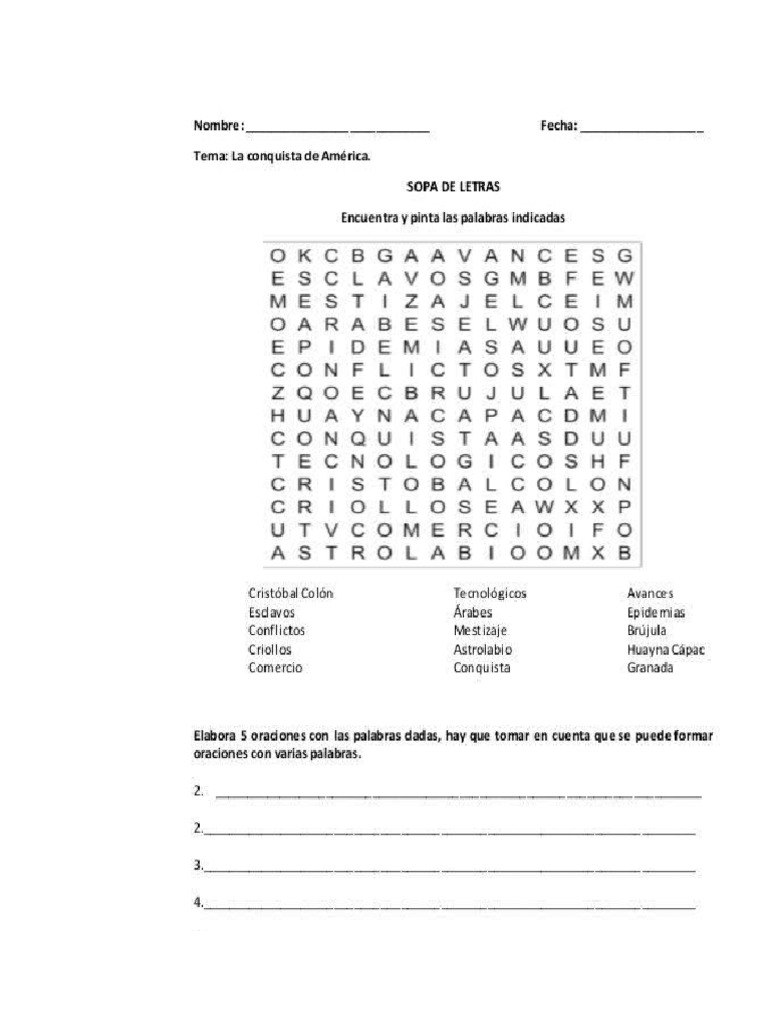 Descubrimiento Sopa de Letras | PDF