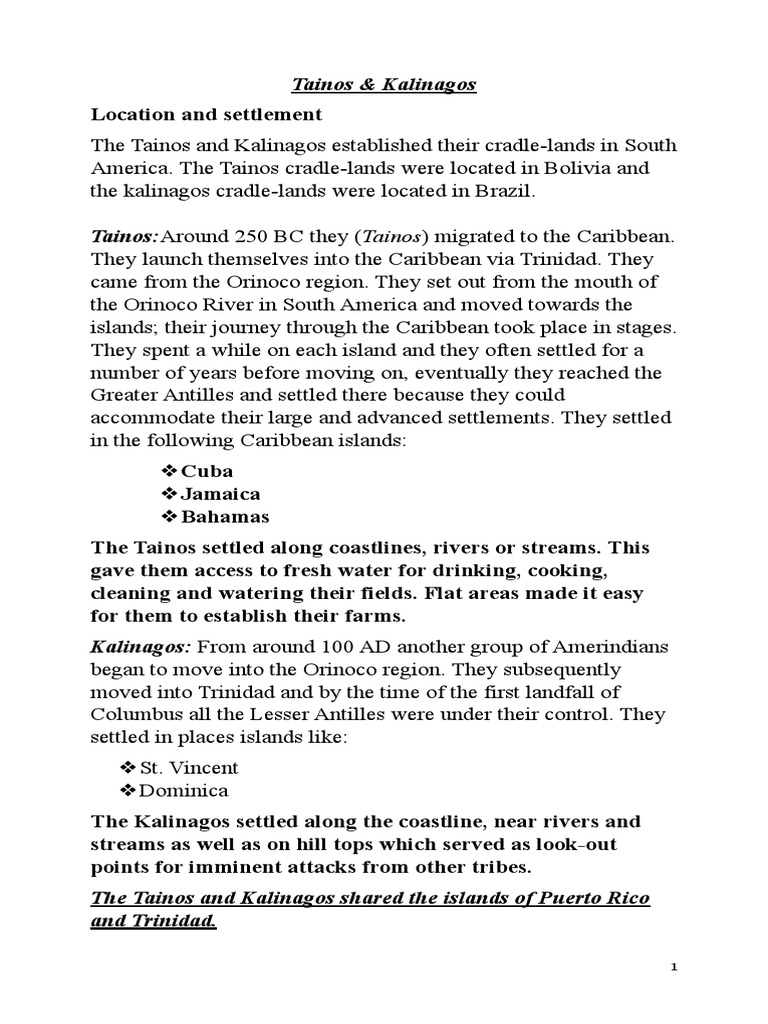 Tainos & Kalinagos: Settlement & Culture | PDF | Caribbean | Agriculture