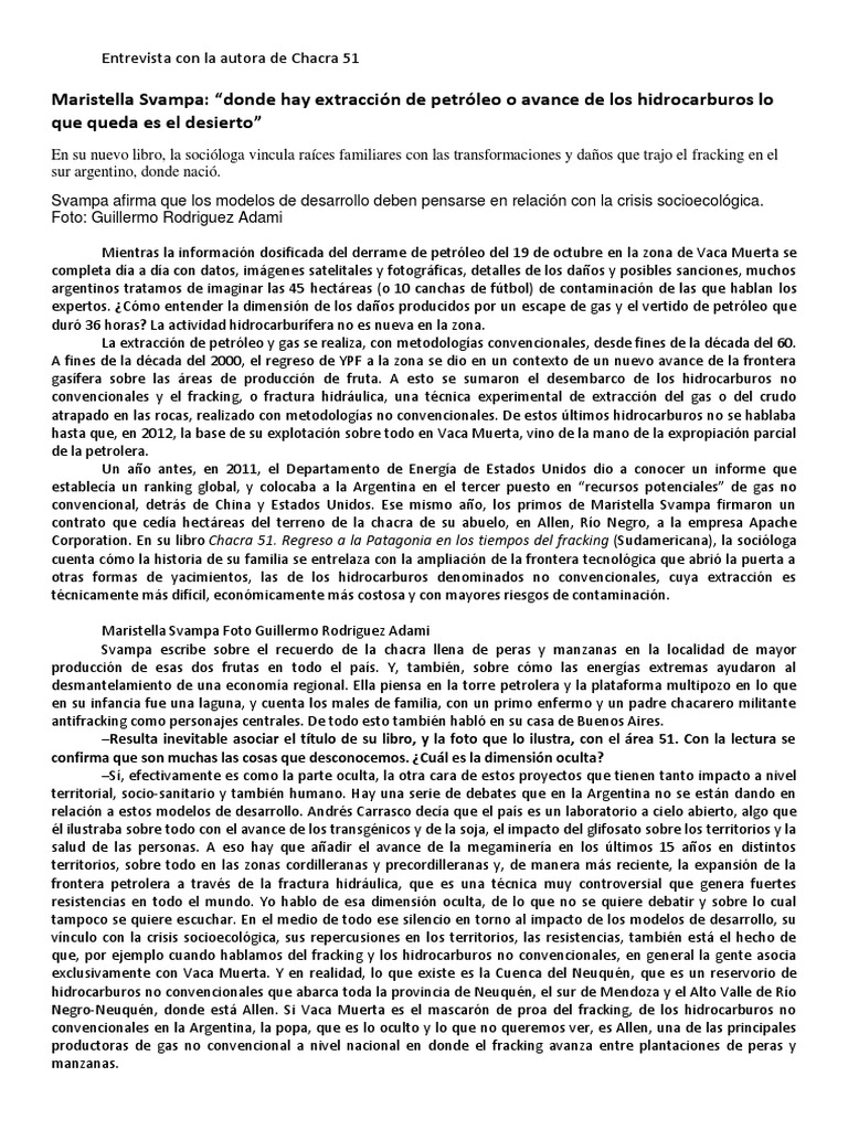 Impacto del fracking en Chacra 51 | PDF | História