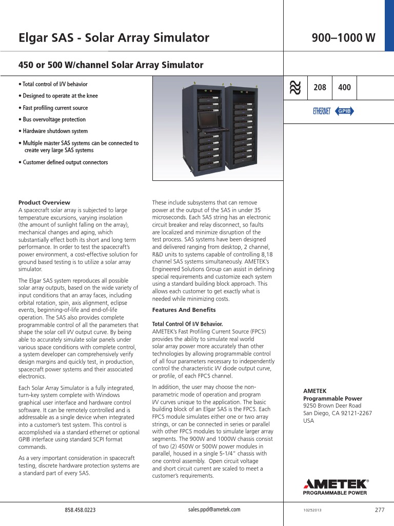 Sas Data Sheet | PDF | Photovoltaic System | Simulation