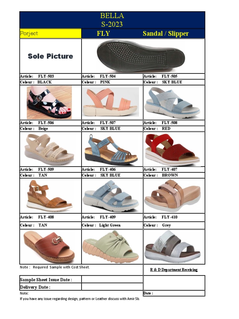 Ladies' FLY Sandals Technical Details | PDF | Shoe | Color