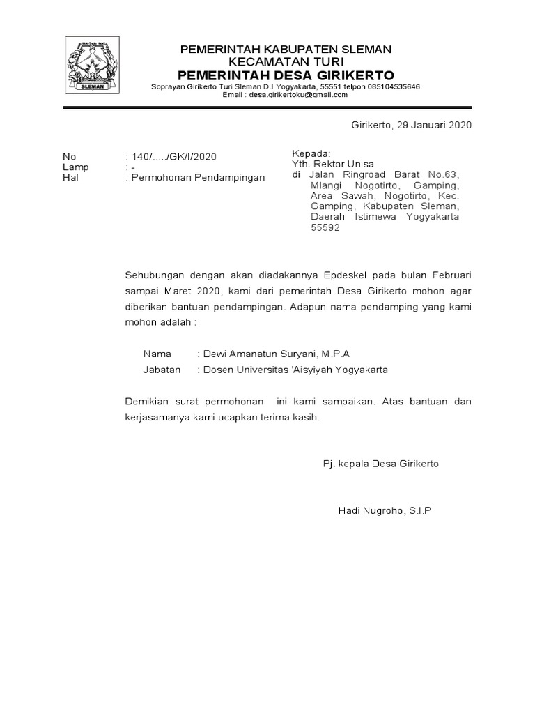 Surat Permohonan Pendampingan | PDF