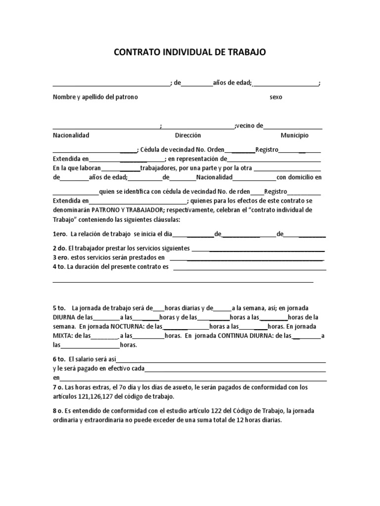 Contrato de Trabajo | PDF | Labor | Relaciones laborales