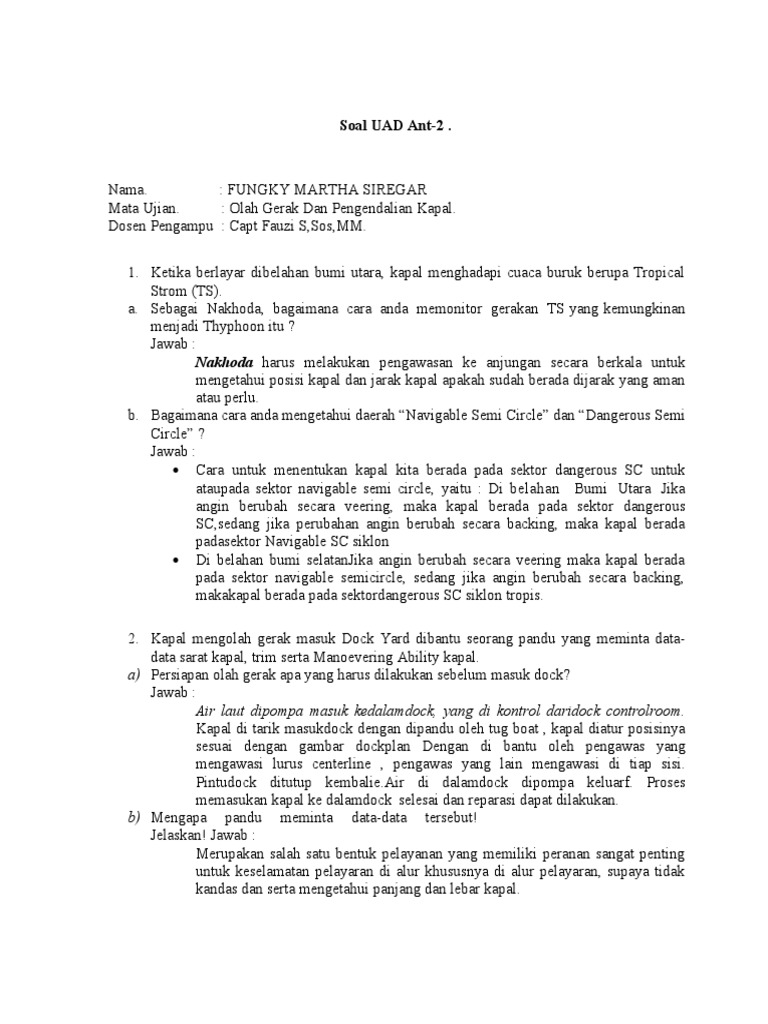 ERWIN (Ance) Tugas Olah Gerak Kapal Ant-2 | PDF