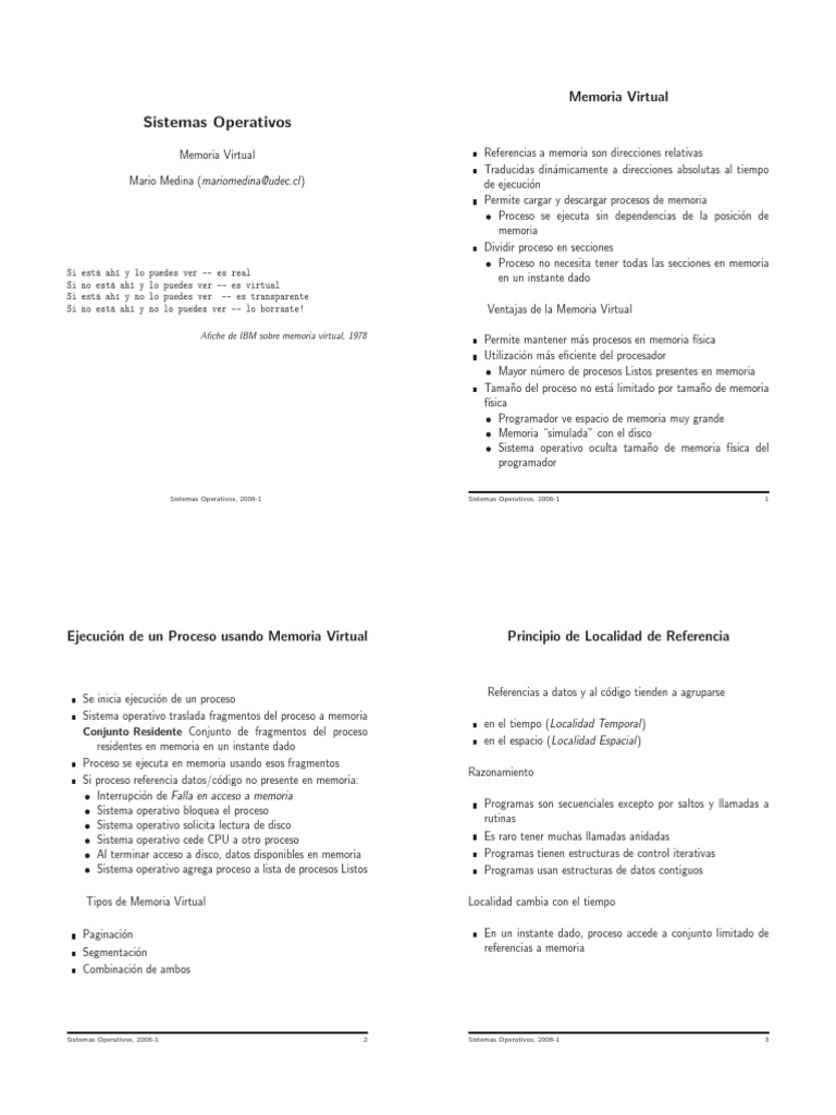 SO Memoria Virtual | PDF | Proceso (Computación) | Almacenamiento de datos de la computadora