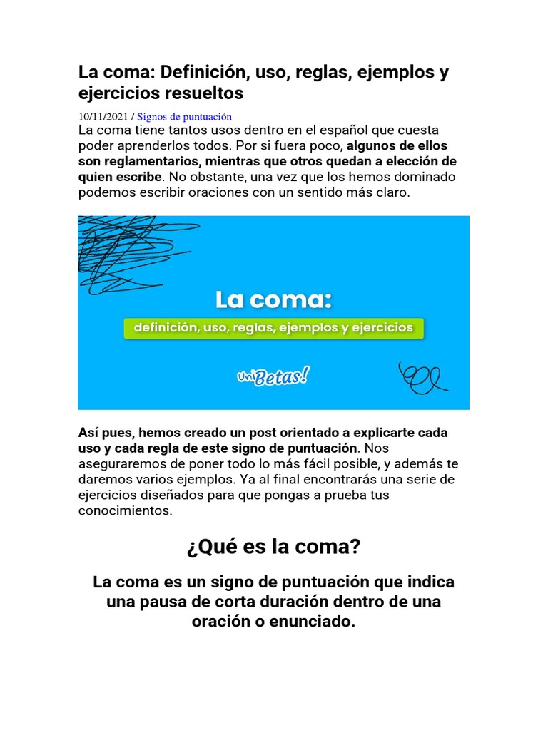 La Coma | PDF | Coma | Oración (Lingüística)