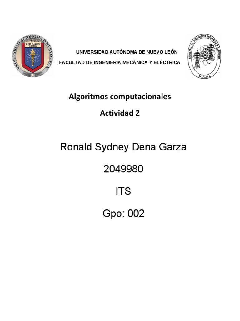 Act2 Algoritmos Computacionales | PDF | Algoritmos | Lenguaje de programación