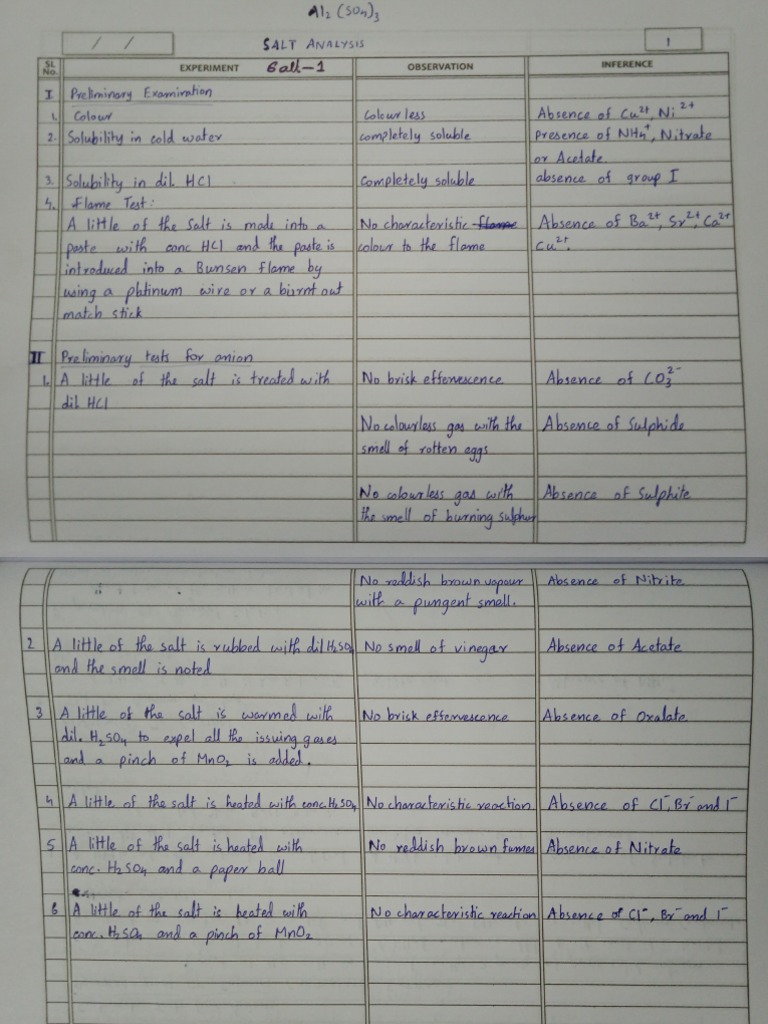 Salt Analysis Class 12 ISC | PDF | Physical Chemistry | Molecules