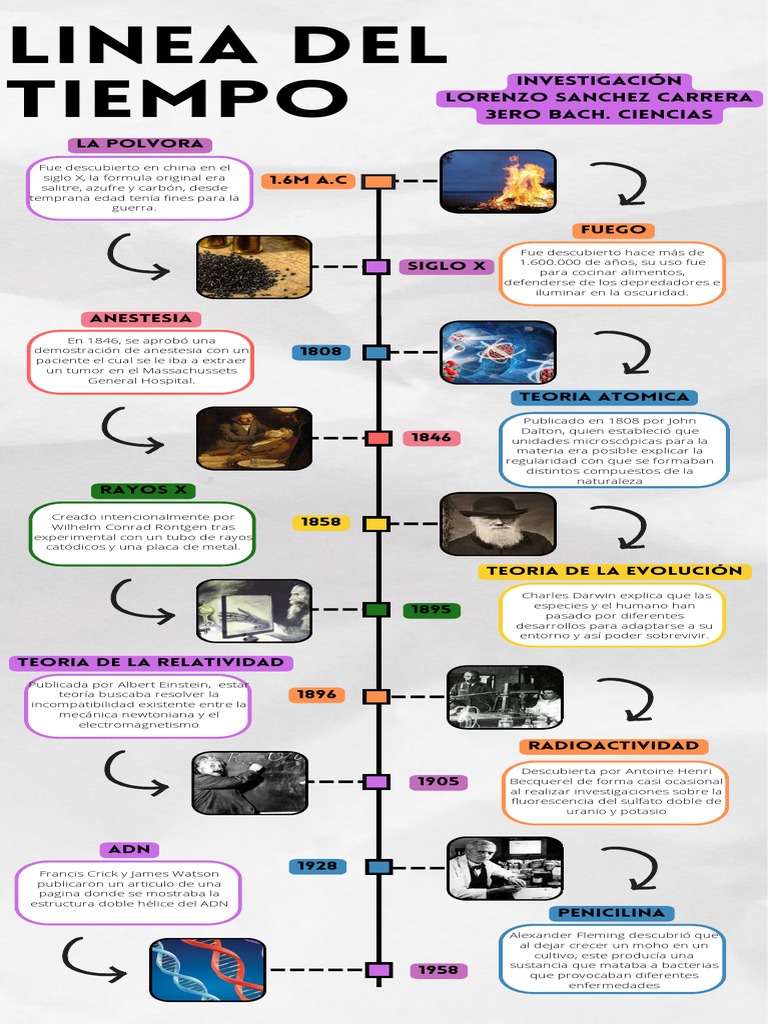 Infografia Línea Del Tiempo Historia Timeline Doodle Multicolor | PDF