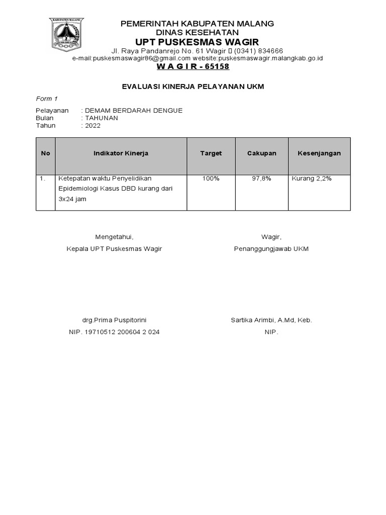 Evaluasi Dan RTL DBD TAHUNAN 2022 | PDF