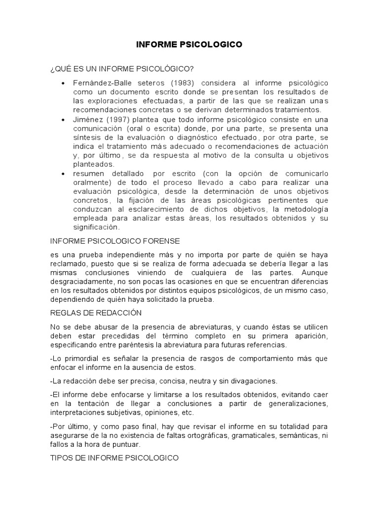Guía Completa de Informes Psicológicos | PDF | Sicología | Ciencia cognitiva