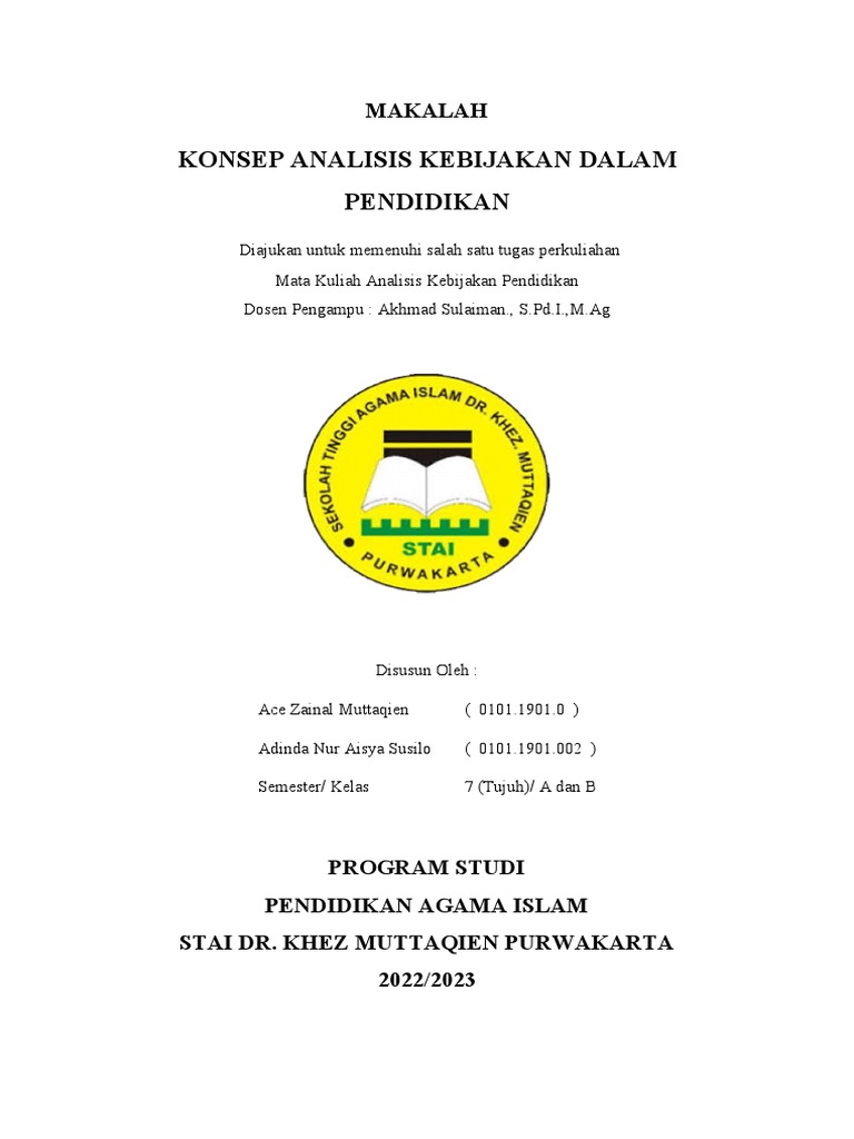 Makalah Konsep Analisis Kebijakan Dalam Pendidikan | PDF | Karier & Perkembangan