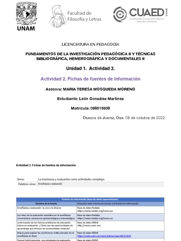 Act2 - Uni1 - González Martinez Leon | PDF | Evaluación | Enseñando