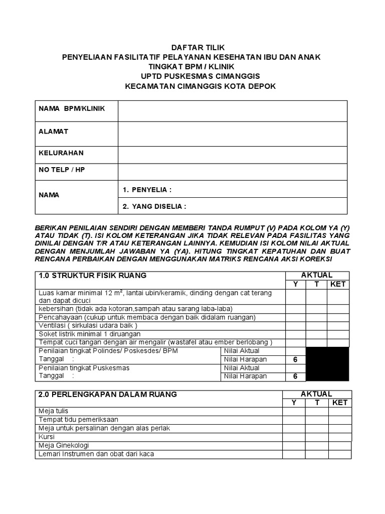 Daftar Tilik Penyeliaan Fasilitatif | PDF