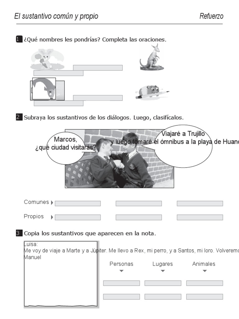 Ficha Sustantivo Comun y Propio | PDF