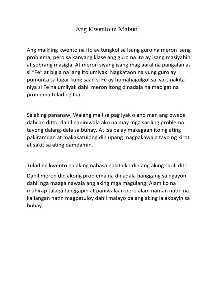 Ang Kwento Ni Mabuti | PDF