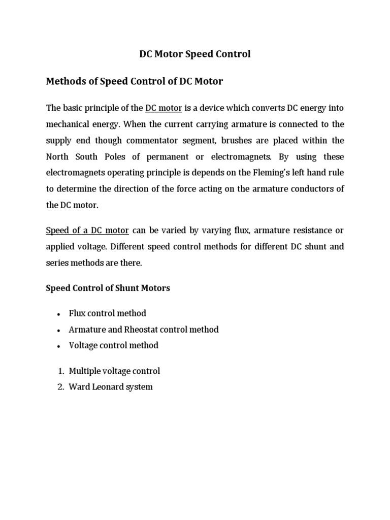 DC Motor Speed Control | PDF