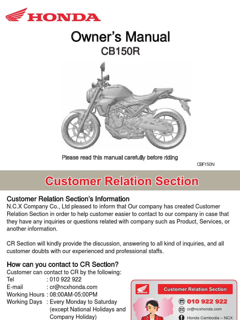 Honda CB150R Owner's Manual 2020 | PDF | Anti Lock Braking System | Brake