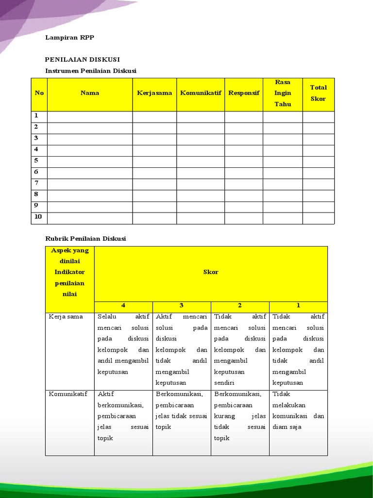 INSTRUMEN PENILAIAN PJBL UKIN | PDF