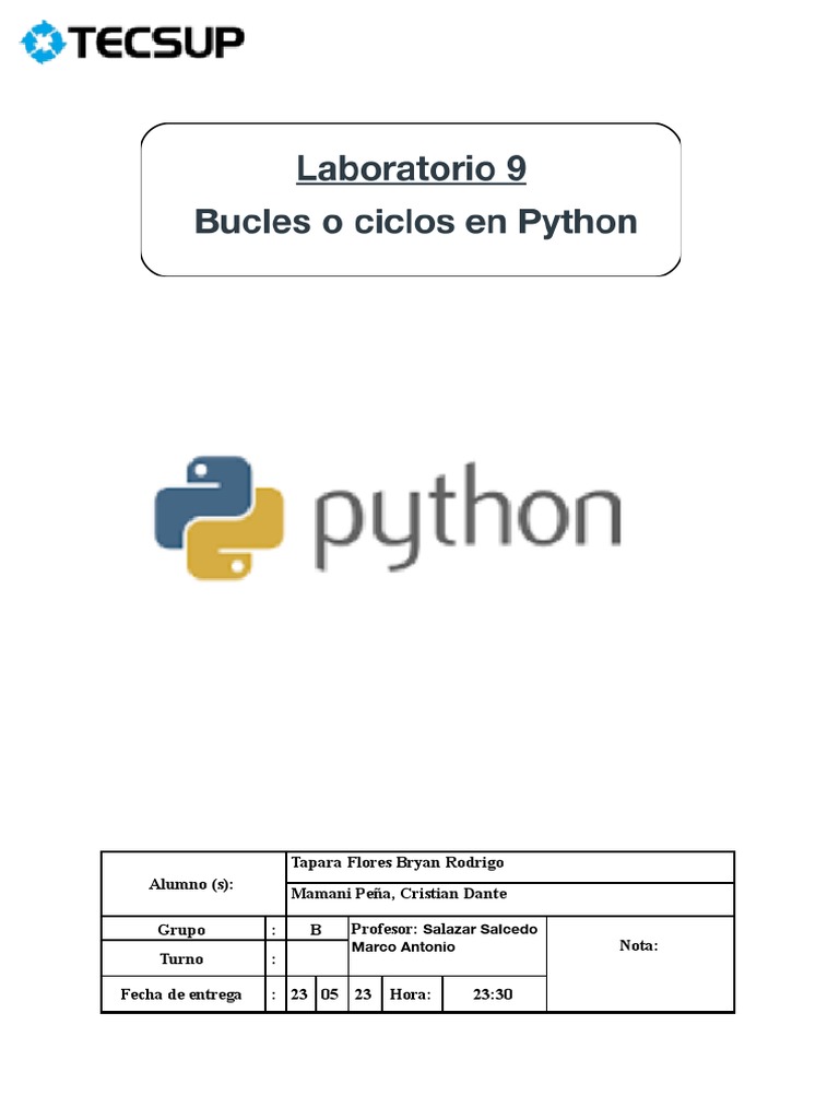 Laboratorio 9 - Bucles o Ciclos en Python | PDF | Python (lenguaje de programación) | Desarrollo ...
