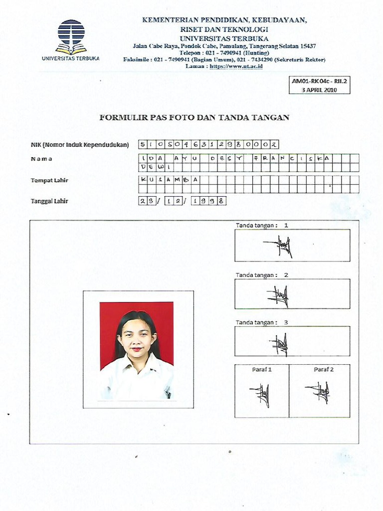 Formulir Foto Dan Tanda Tangan | PDF