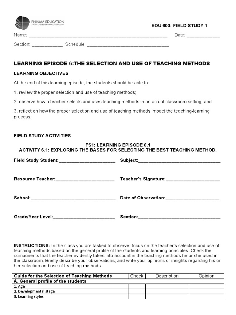 Edu 600 Learning Episode 6 | PDF | Teaching Method | Learning