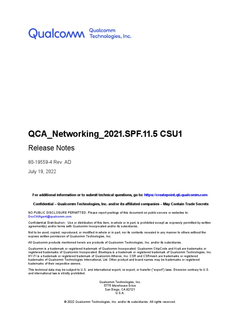 80 19559 4 QCA - Networking - 2021.SPF.11.5 CSU1 Release Notes ...