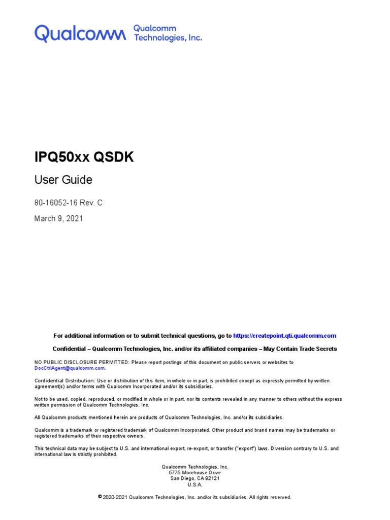 80-16052-16 C Ipq50xx QSDK User Guide | PDF