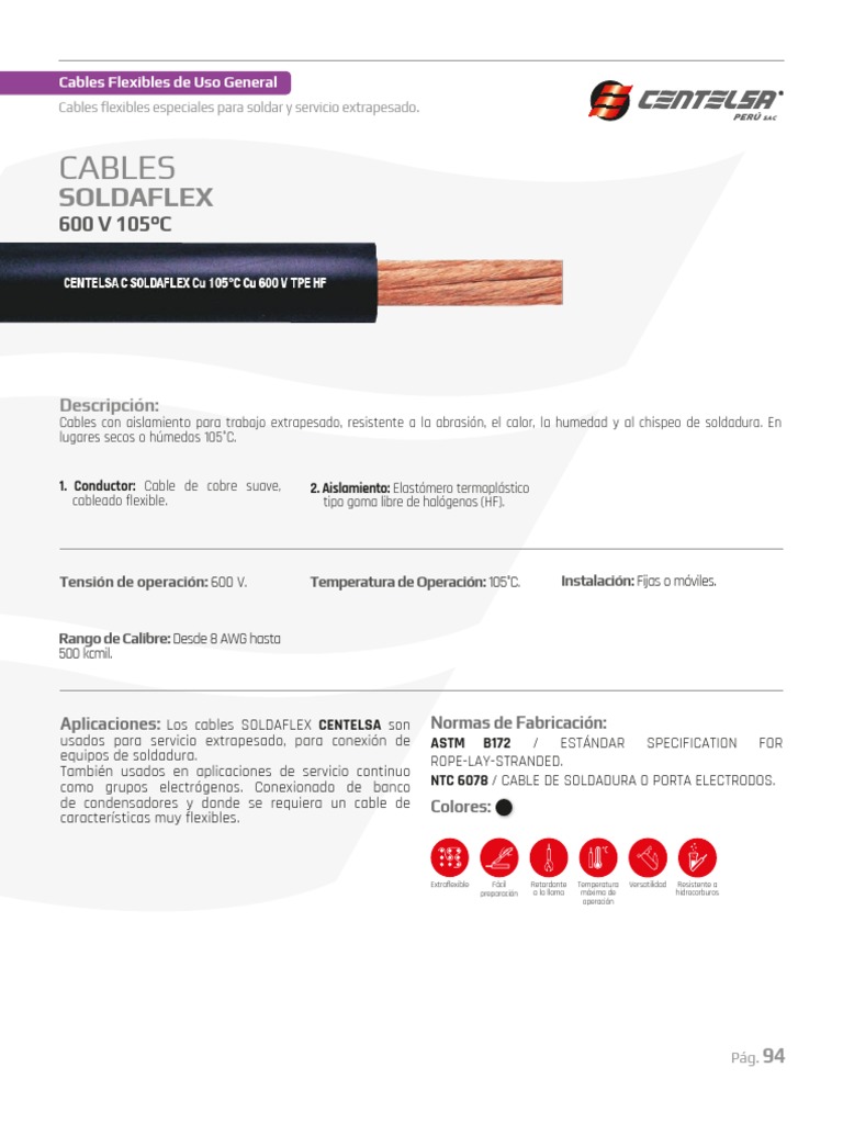 Cables Soldaflex para Soldadura 600V | PDF | Construcción | Soldadura