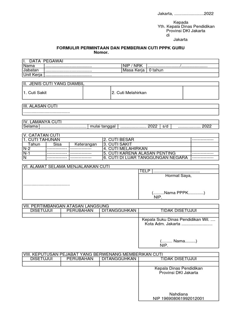 Form Cuti GURU PPPK | PDF