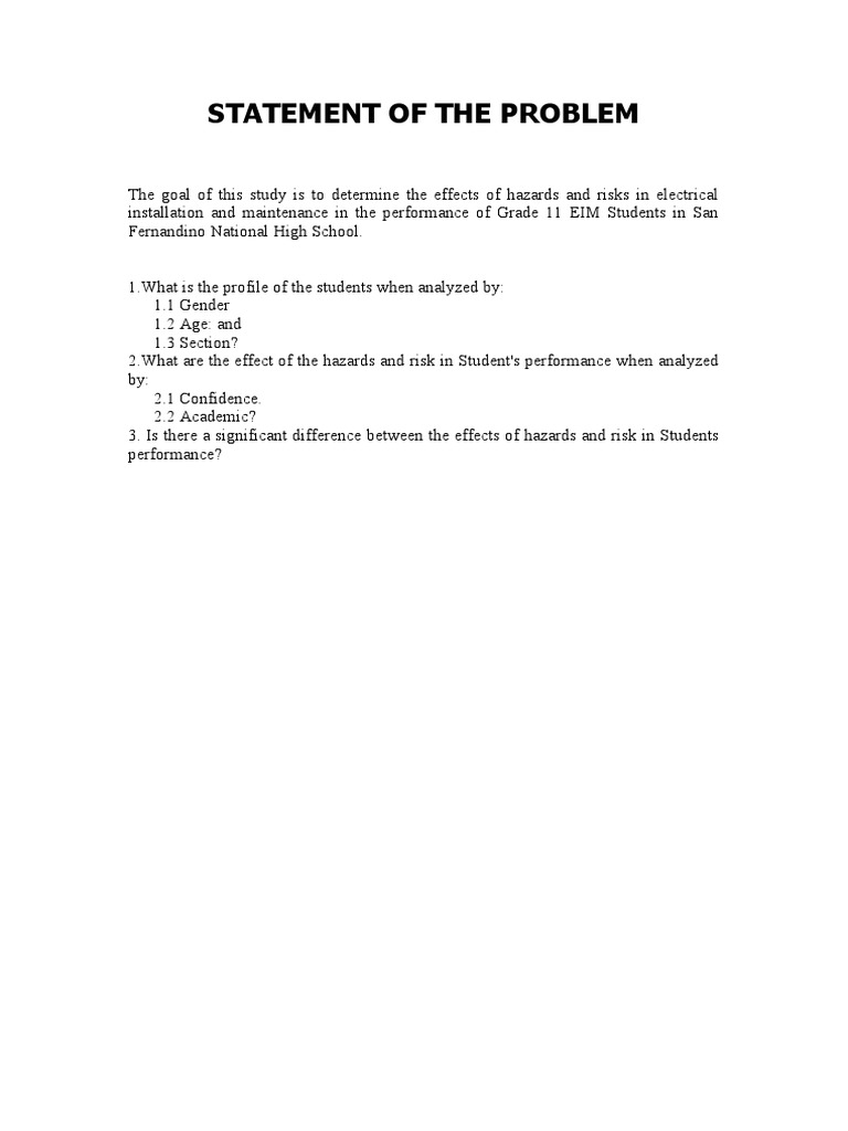 PR Statement of The Problem | PDF