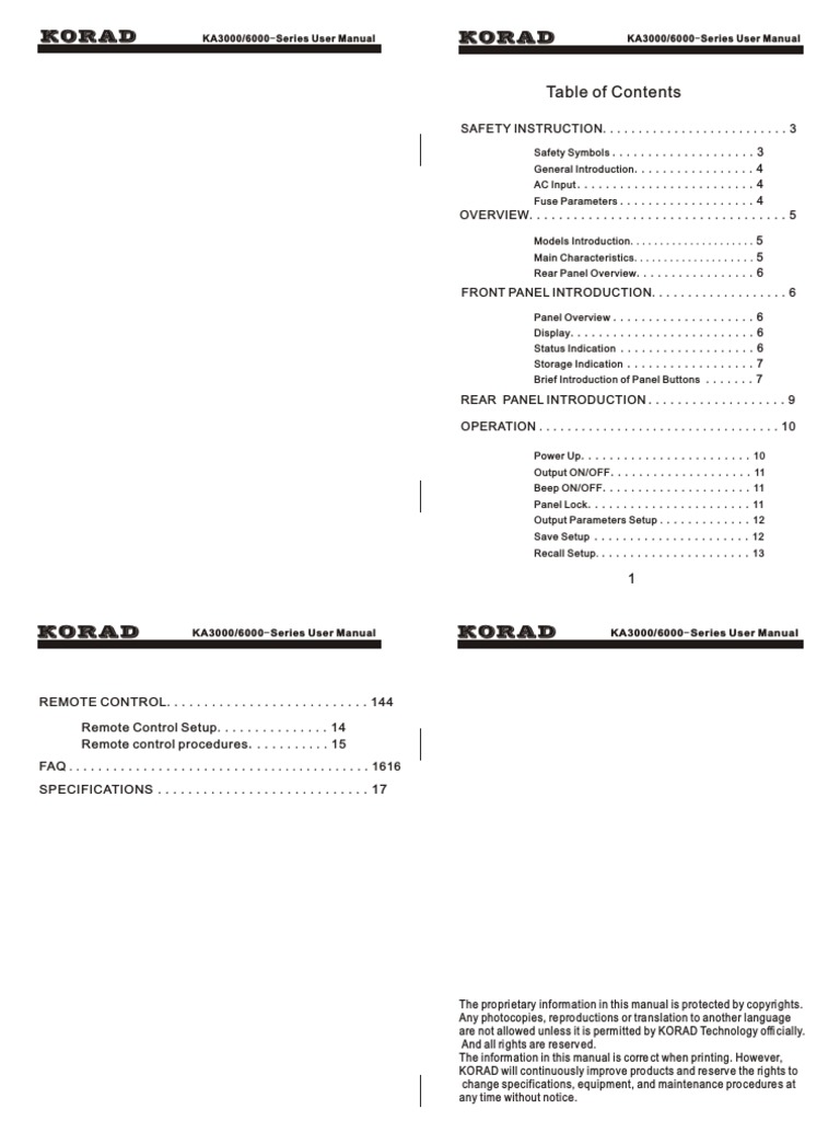 Korad KA3000 - 6000 - Series - Man | PDF