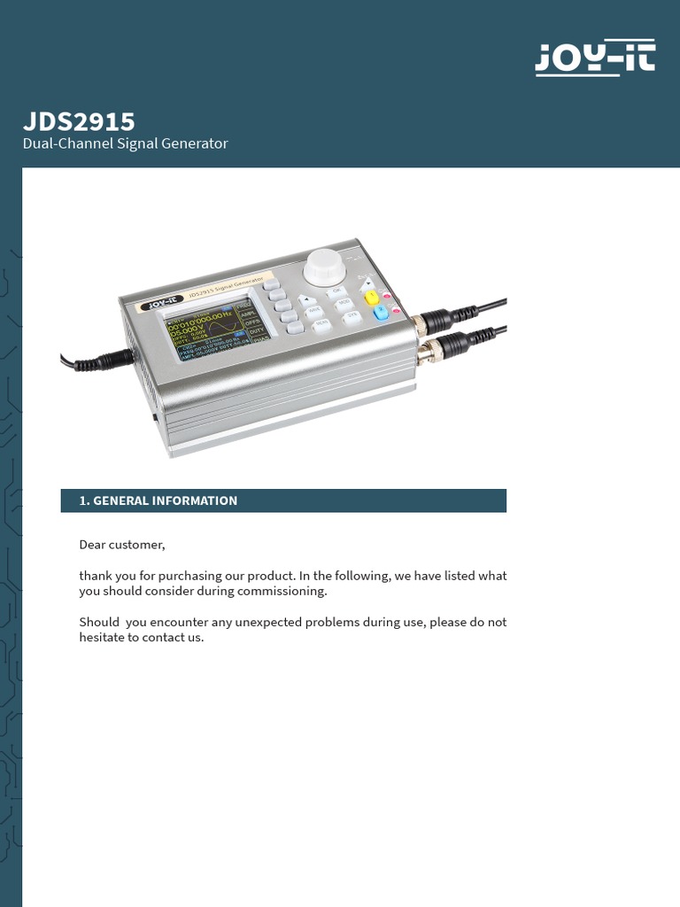 JT JDS2915 Manual 07.02.20 | PDF | Amplitude | Electricity