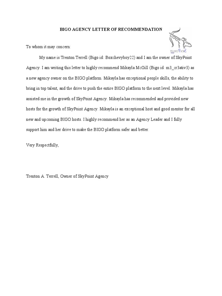 Agency Recommendation Letter Mikayla-3 | PDF