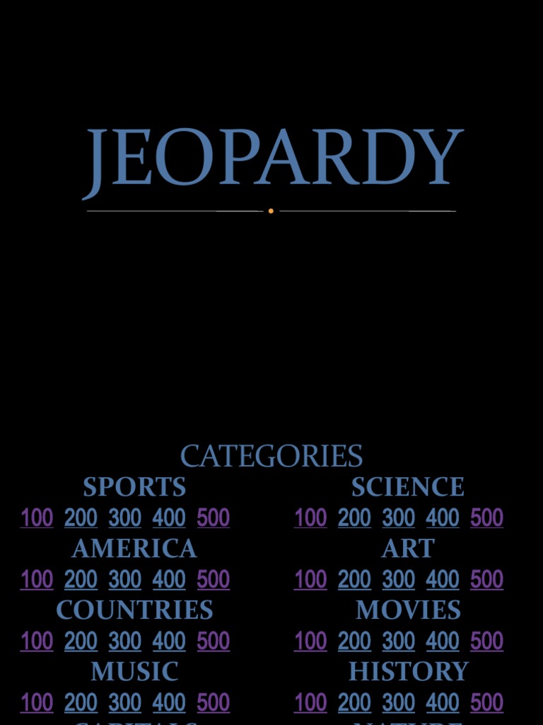 Jeopardy Game Games Picture Description Exercises Reading Compre 11585 ...