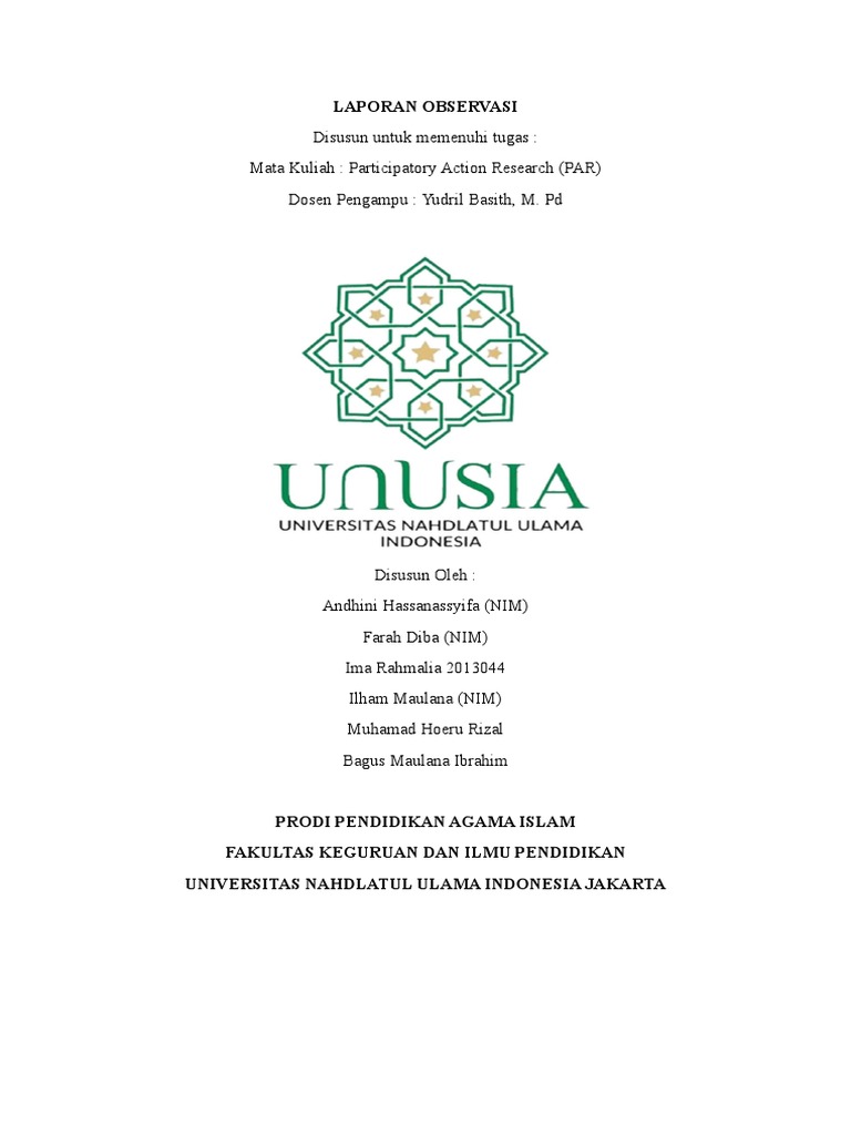 Sampul Laporan Observasi | PDF | Karier & Perkembangan