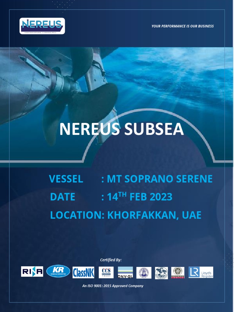 Underwater Diving Report - NSLLC-RT-0083-002-2023 MT SOPRANO SERENE | PDF | Propeller ...