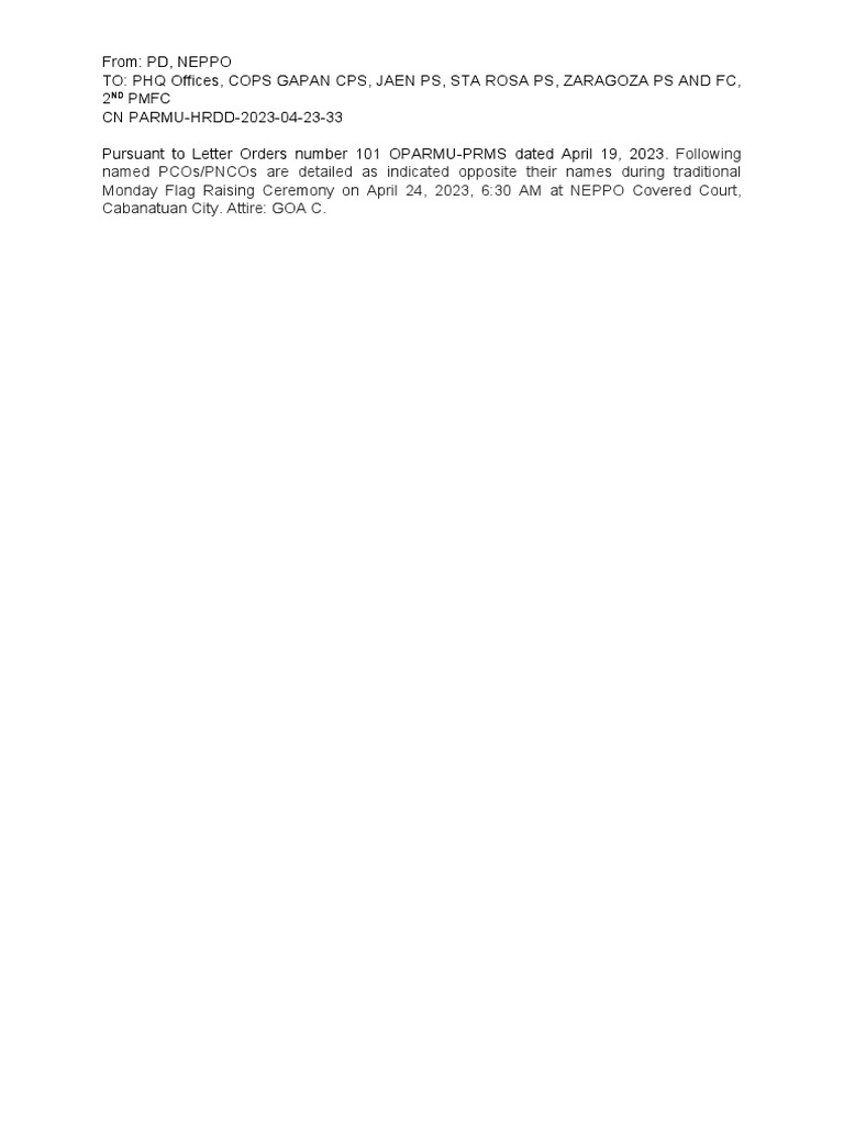 MSG# 1 To All Concerned (HRDD) Final Corrected Copy Detailed During ...