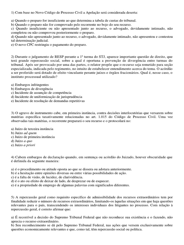 Exercícios Revisão Av1 | PDF