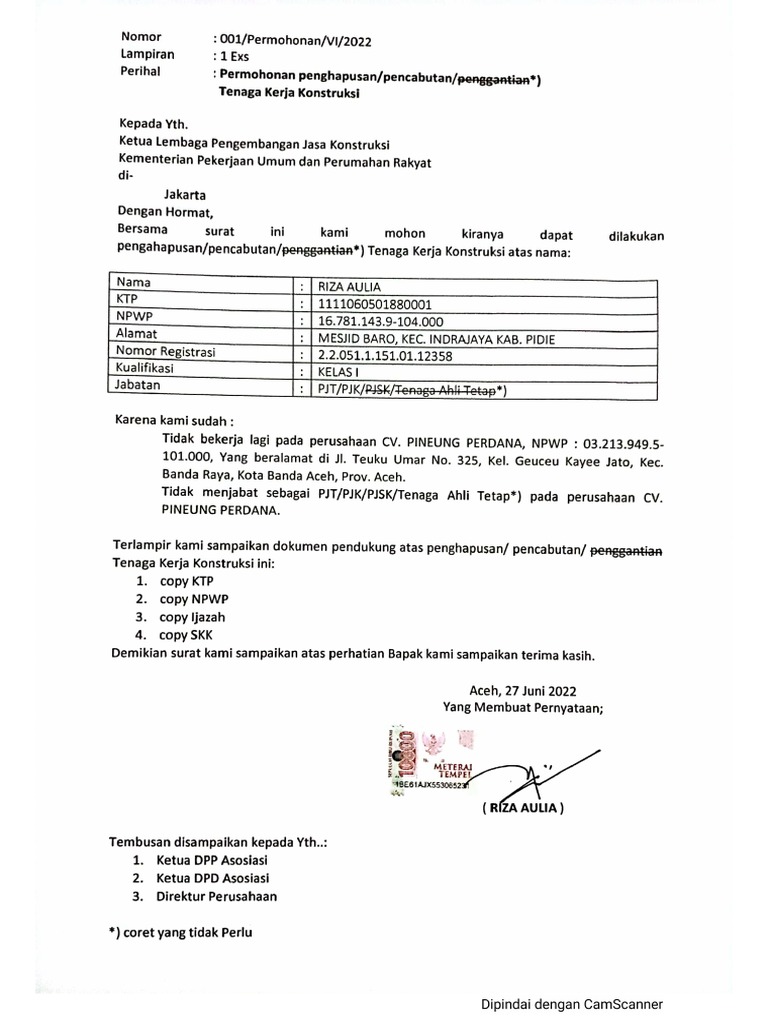 Berkas Pencabutan SKK Pada CV Pineung Perdana | PDF
