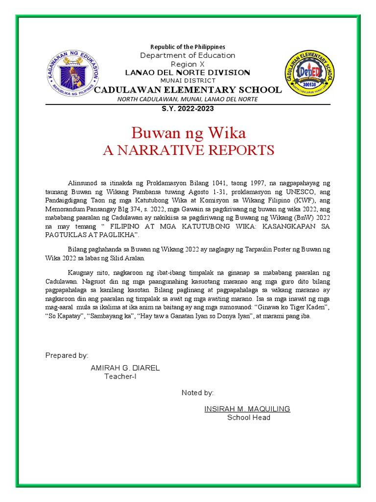 Buwan NG Wika Narrative Reports | PDF