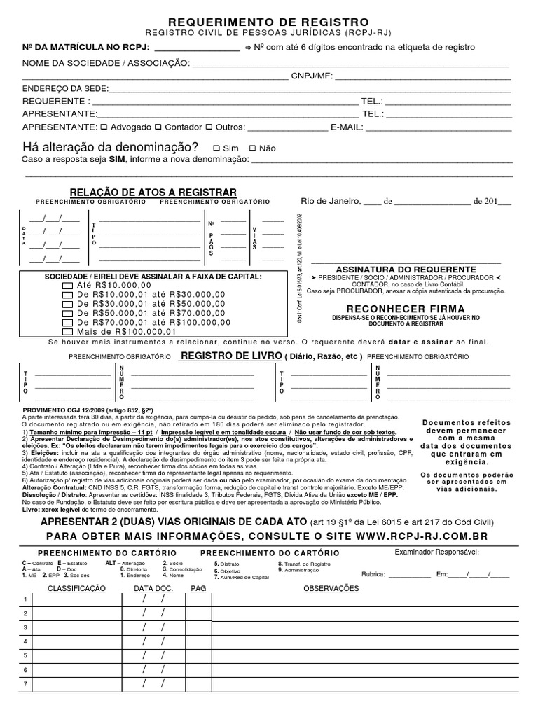 Requerimento de Registro | PDF