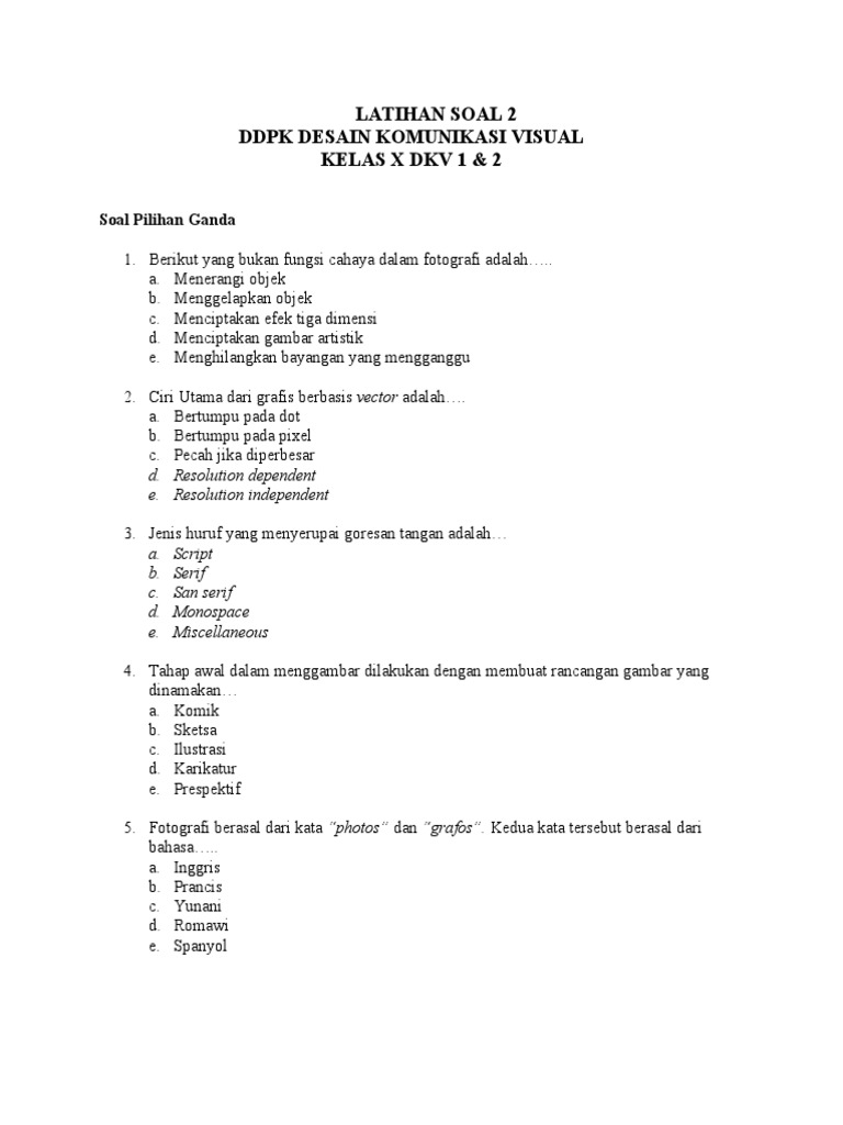 Soal Latihan 2 - DKV 1 & 2 | PDF