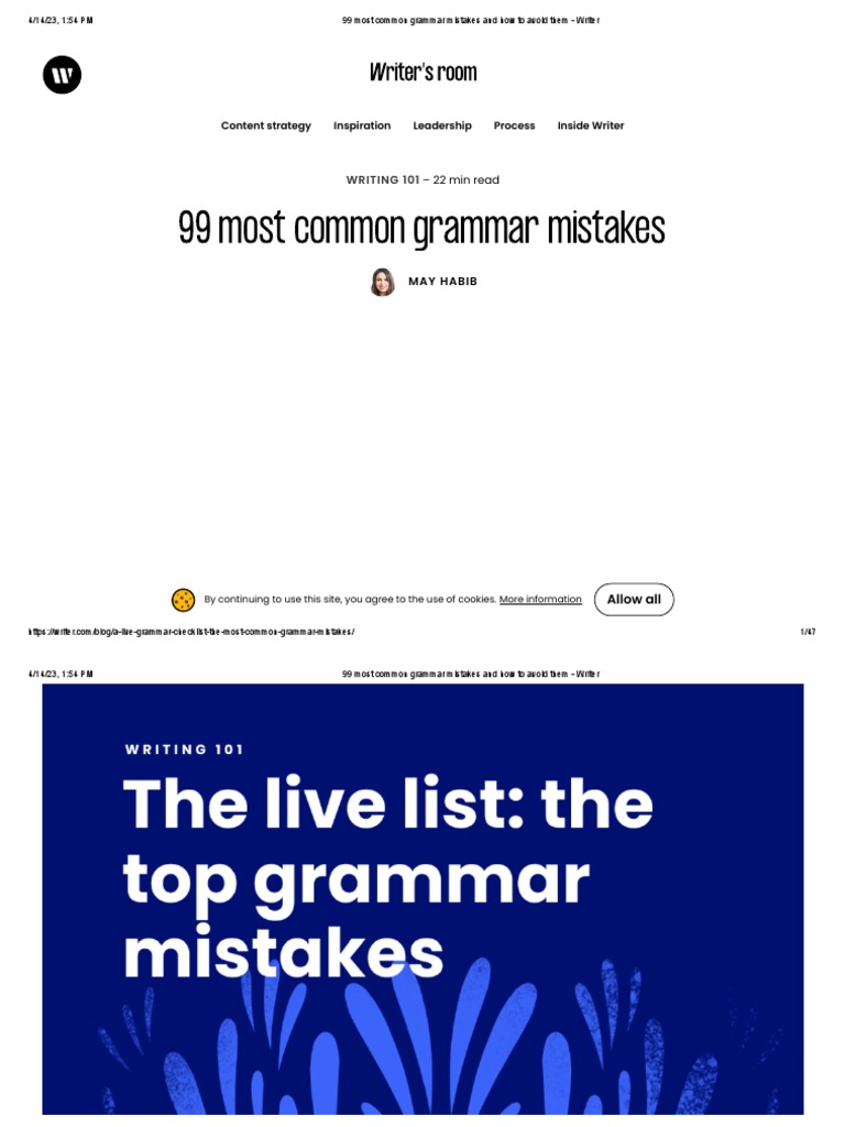 99 Most Common Grammar Mistakes and How To Avoid Them - Writer | PDF ...